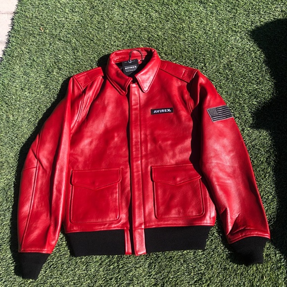 Avirex | Jackets & Coats | Avirex Leather Bomber Jacket Metallic ...